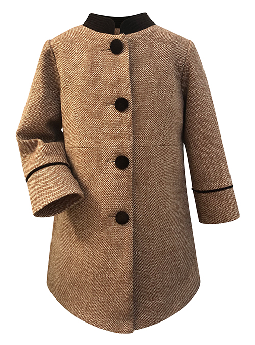 BROWN WOOL MANDARIN COLLAR COAT – Little Hootons